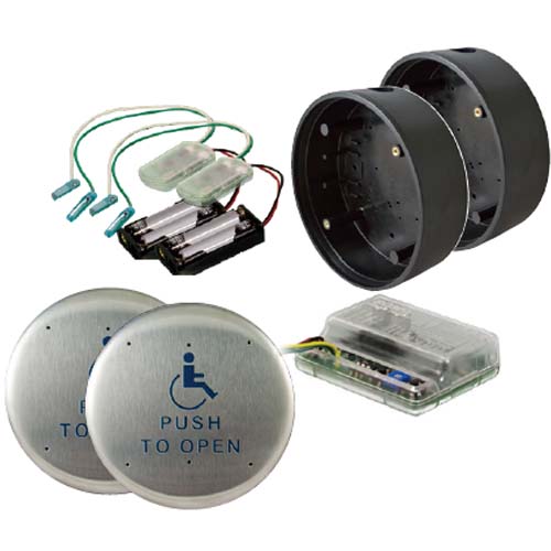 6R-433 Bea 6" round push plate package, push to open text and logo ...