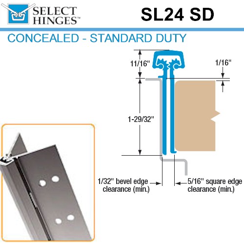SL24 SD 83 Select Hinge standard duty conceal narrow frame leaf ...