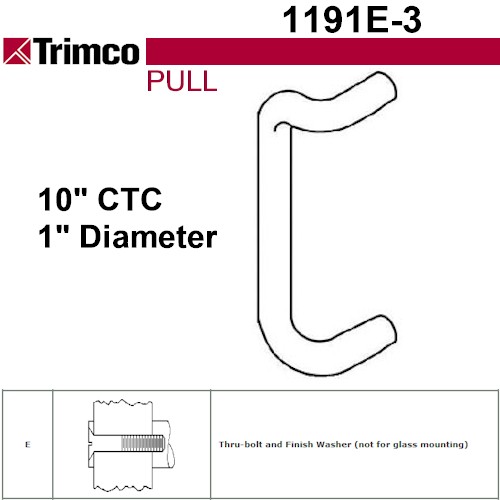 trimco 1191-3-E offset pull - 10" ctc 1" diameter e mtg
